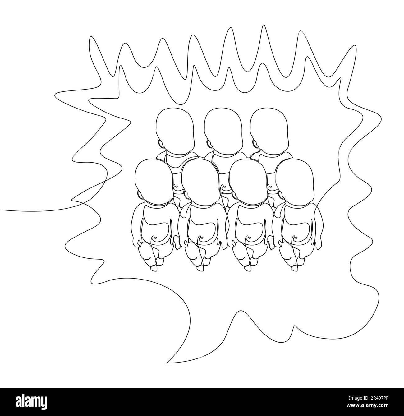 One continuous line of speech bubble with baby. Thin Line Illustration ...