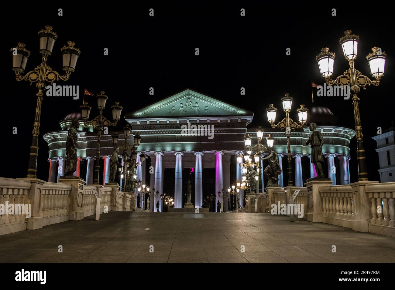 Statues decorating the Bridge of Civilisations, in front of Archaeology ...