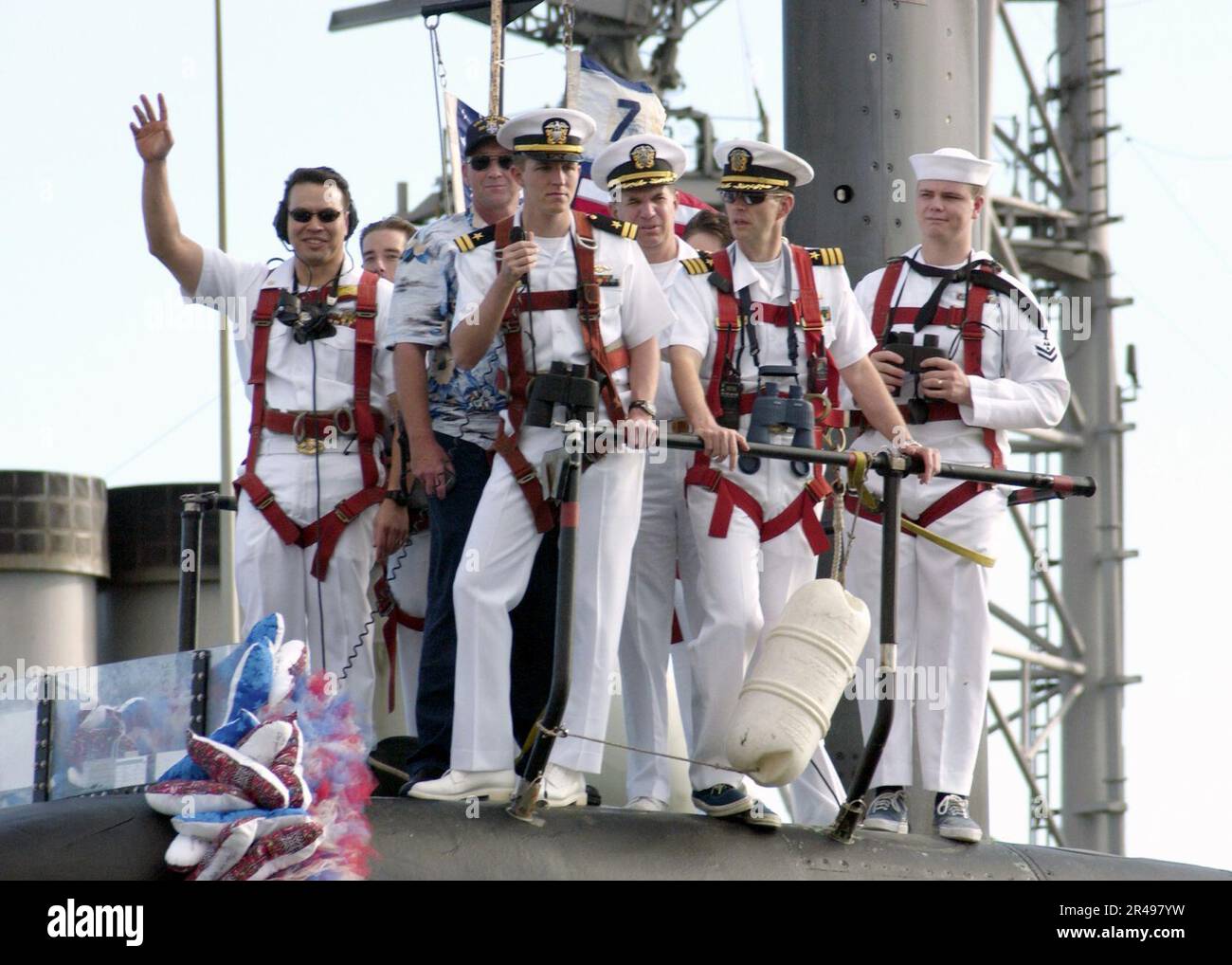 US Navy Sailors aboard the Los Angeles class attack submarine USS ...