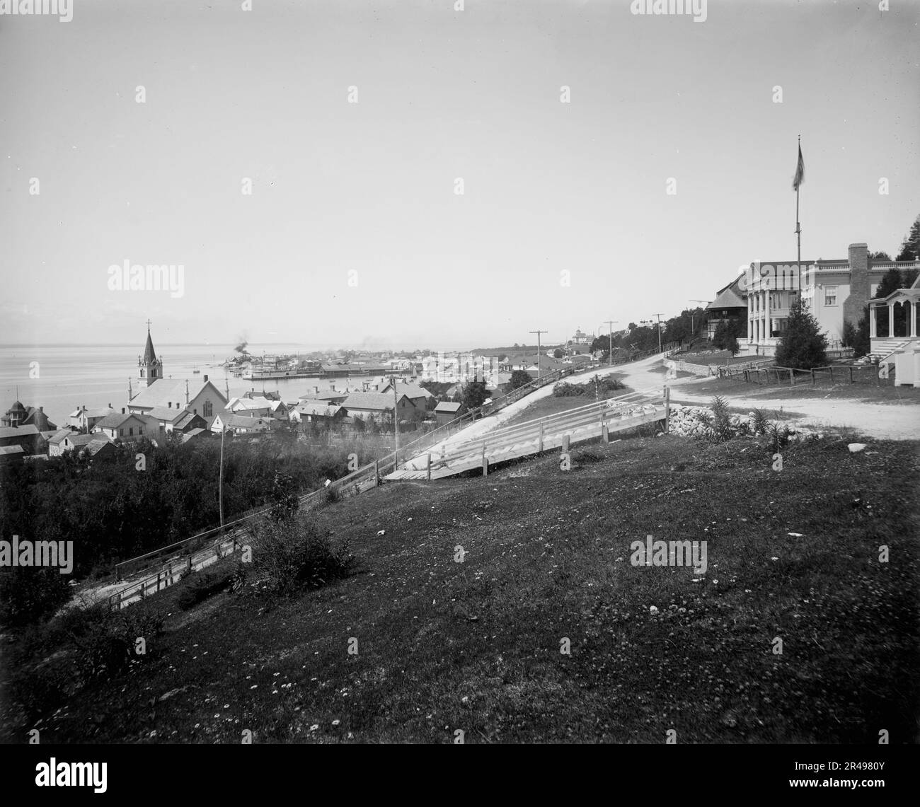 Town from the east end, Mackinac Island, The, between 1880 and 1899 ...