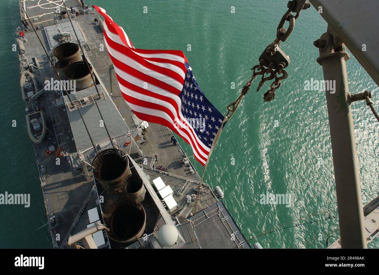 US Navy Stars ^ Stripes flying boldly as seen from the crow's nest ...