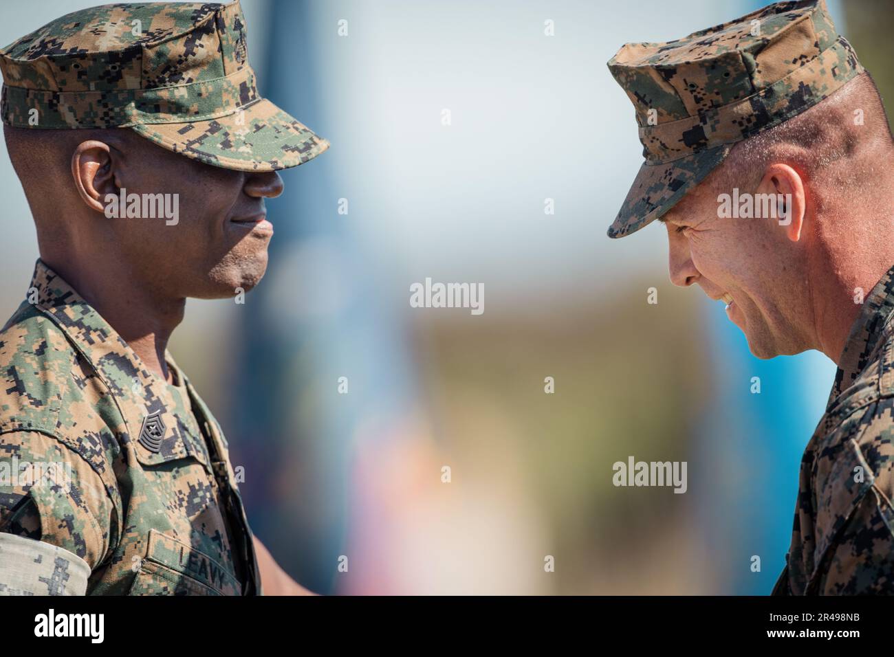 U.S. Marine Corps Sean Dynan, right, the commanding officer of the 15th ...