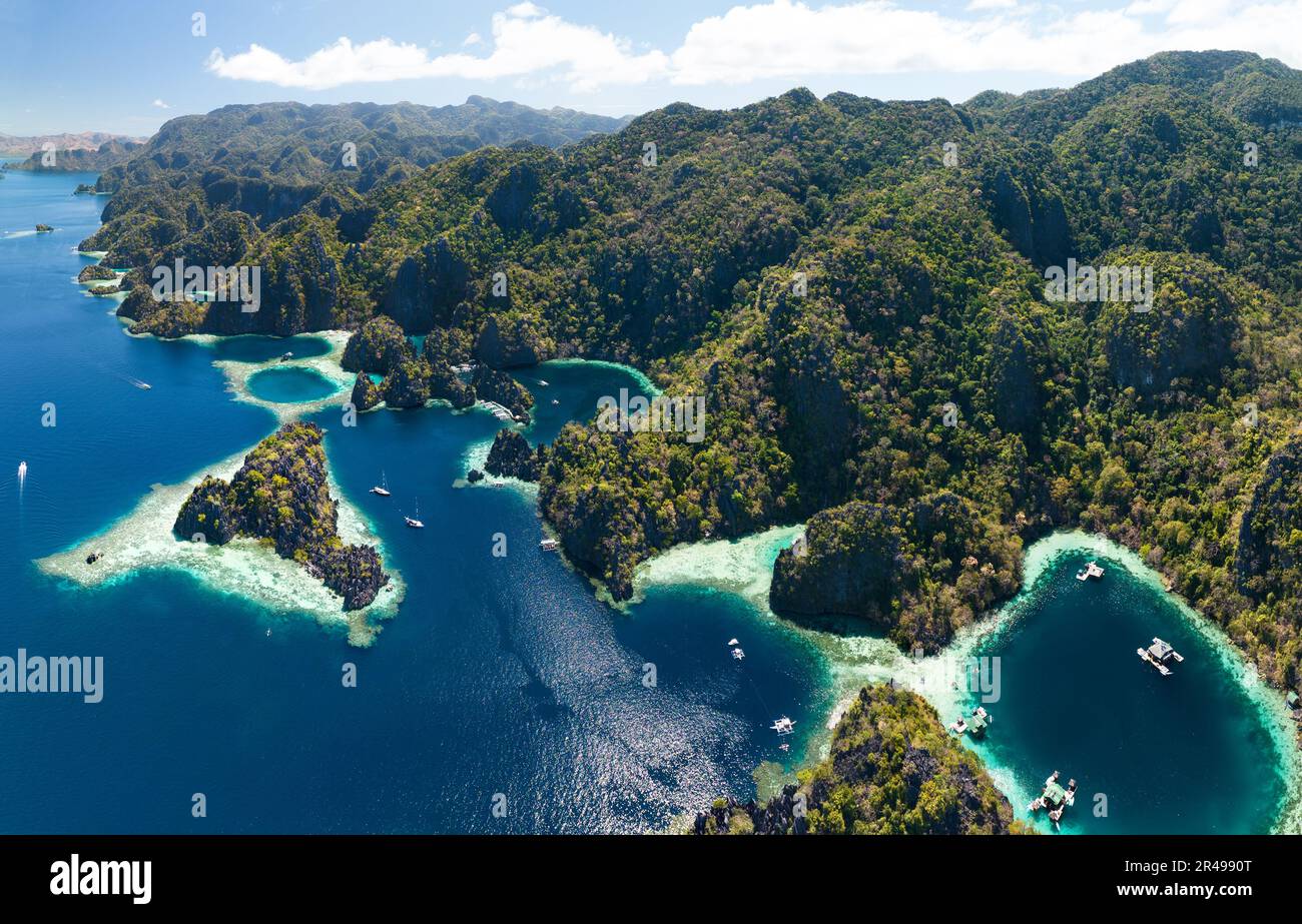 Coron is the third-largest island in the Calamian Islands in northern Palawan in the Philippines ...