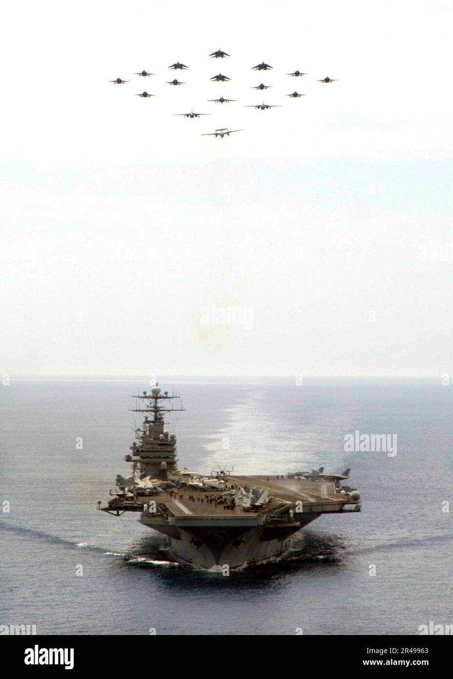 US Navy Aircraft assigned to Carrier Air Wing Eight (CVW-8) fly in diamond formation over the ...