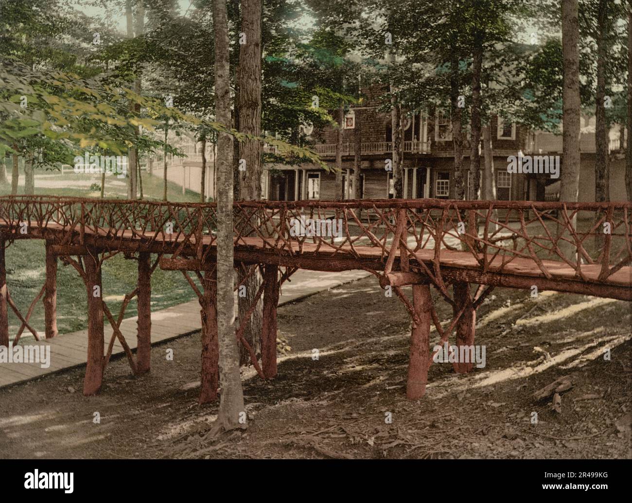 Rustic bridge, Chautauqua, New York, c1898 Stock Photo - Alamy
