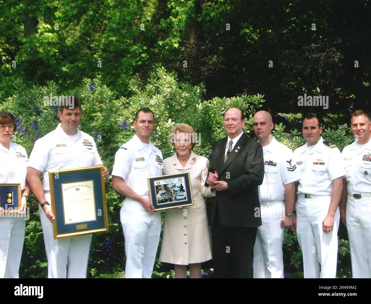US Navy Former First Lady Nancy Reagan accepts the Department of the ...