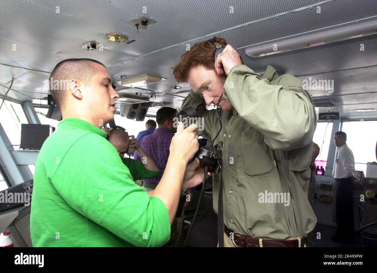 US Navy Actor and comedian Conan O'Brien speaks with Air Department ...