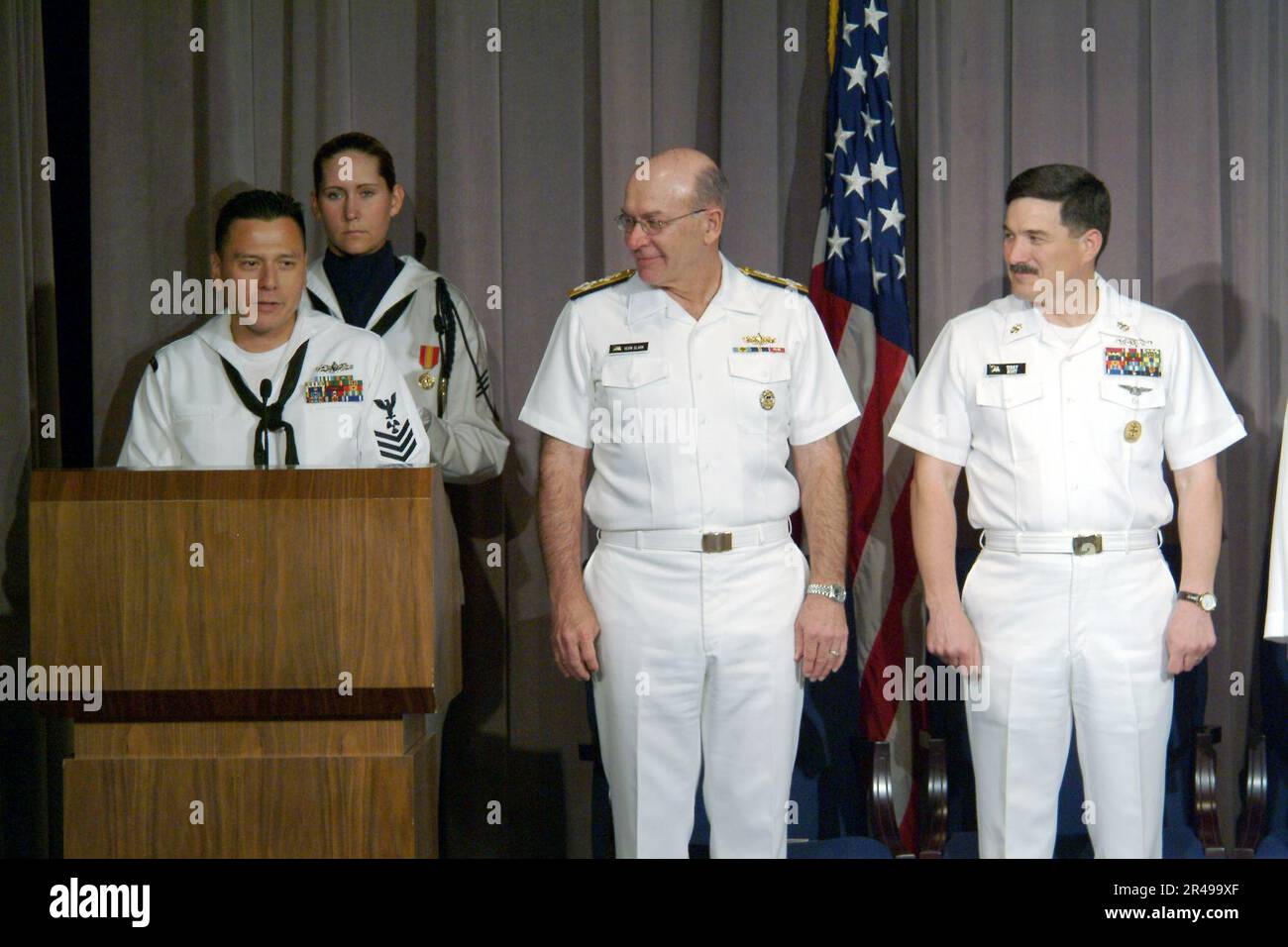 US Navy Chief of Naval Operations (CNO) Adm. Vern Clark and Master ...