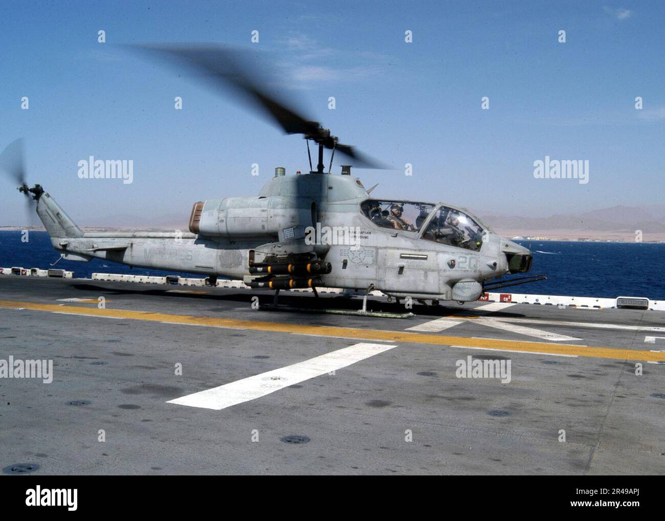 US Navy An AH-1W Cobra from Marine Helicopter Attack Light Squadron Two Sixty Nine (HMA-L-269 ...
