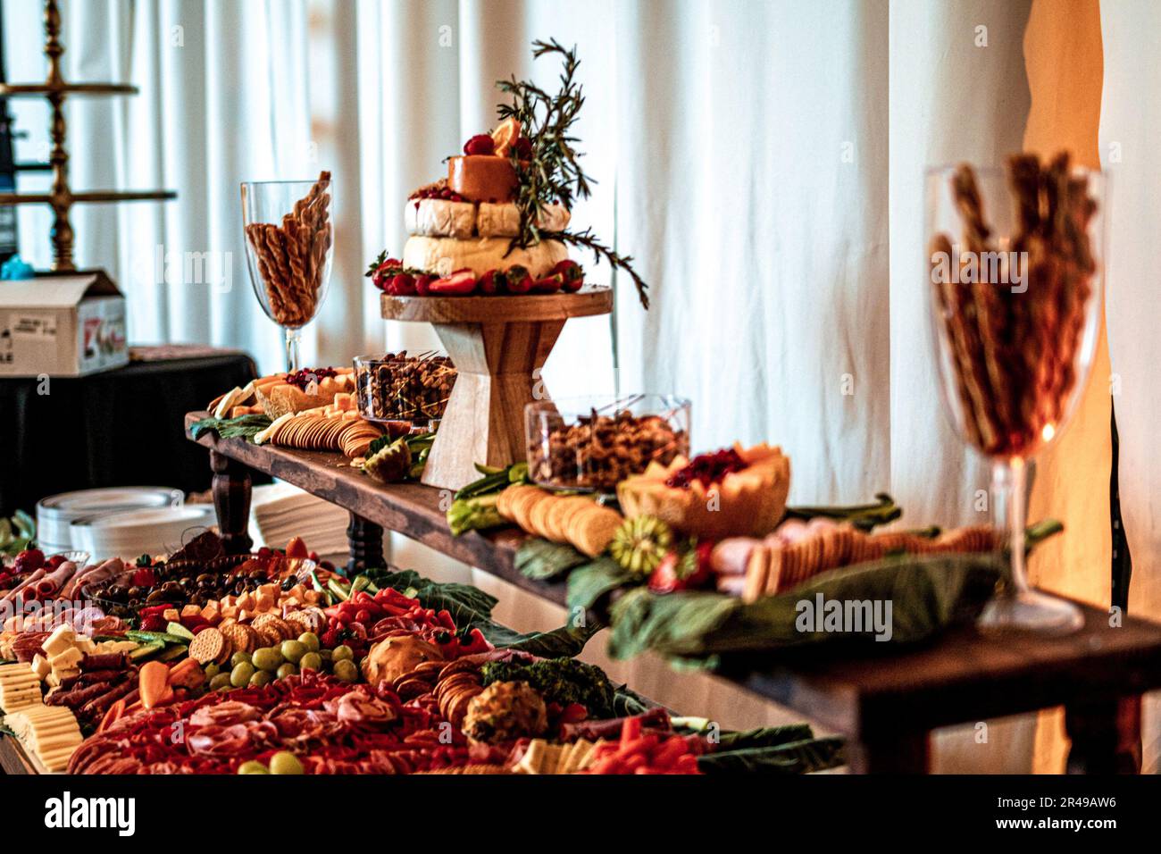 An array of exquisite dishes displayed on a buffet table at a ...