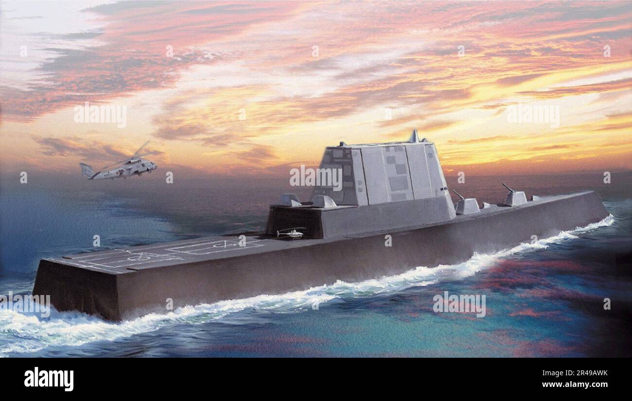 US Navy Artist's concept of the 210-meter (689 feet) DD(X) destroyer ...