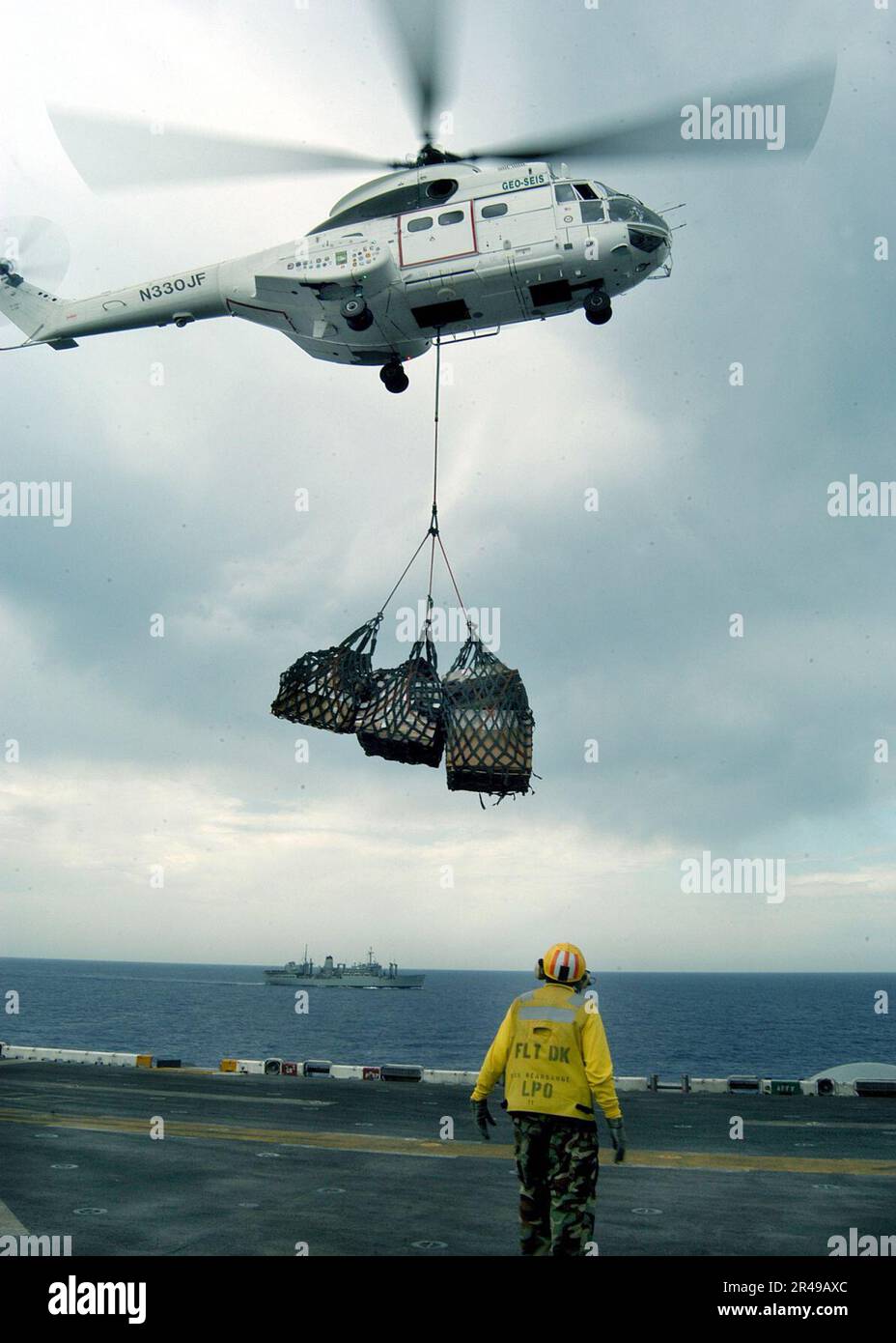 US Navy A SA-332 Super Puma helicopter from Military Sealift Command ...