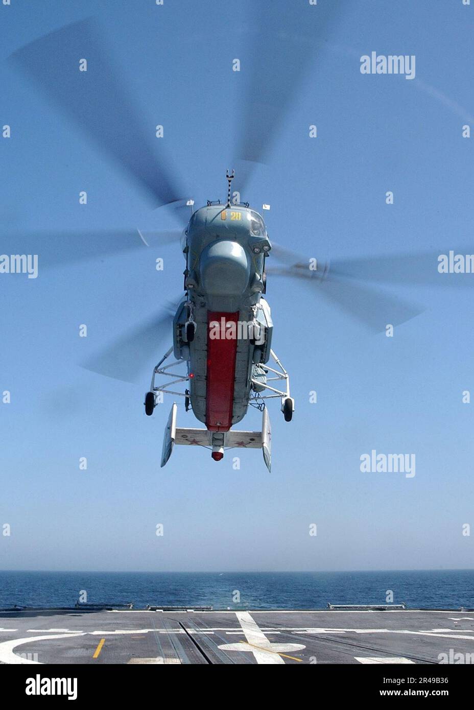 US Navy The Russian Helix KA-27 helicopter launches off the flight deck ...