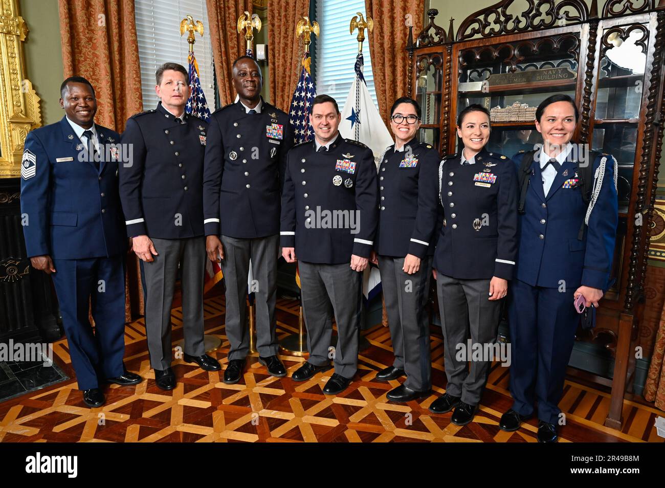 Space Force Brig. Gen. Jacob Middleton, third from left, poses with ...