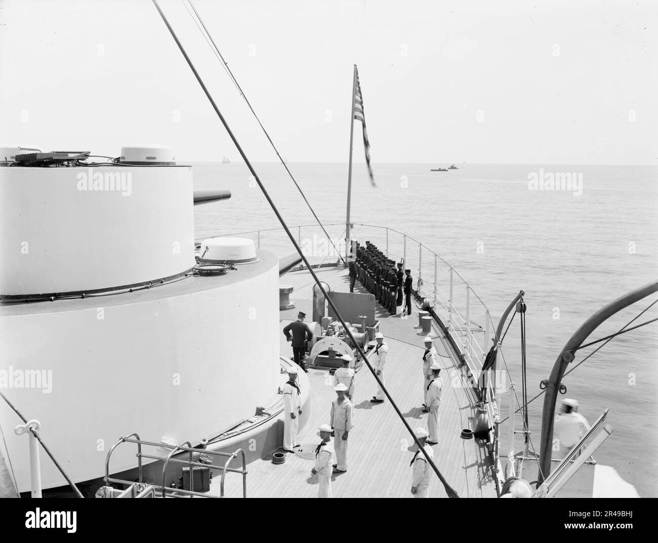 U.S.S. Kentucky, inspection on quarter deck, 1900 or 1901 Stock Photo ...