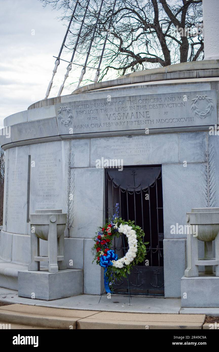 230215-N-FK318-1041 ARLINGTON, Va. (Feb. 15, 2023) A wreath is placed ...