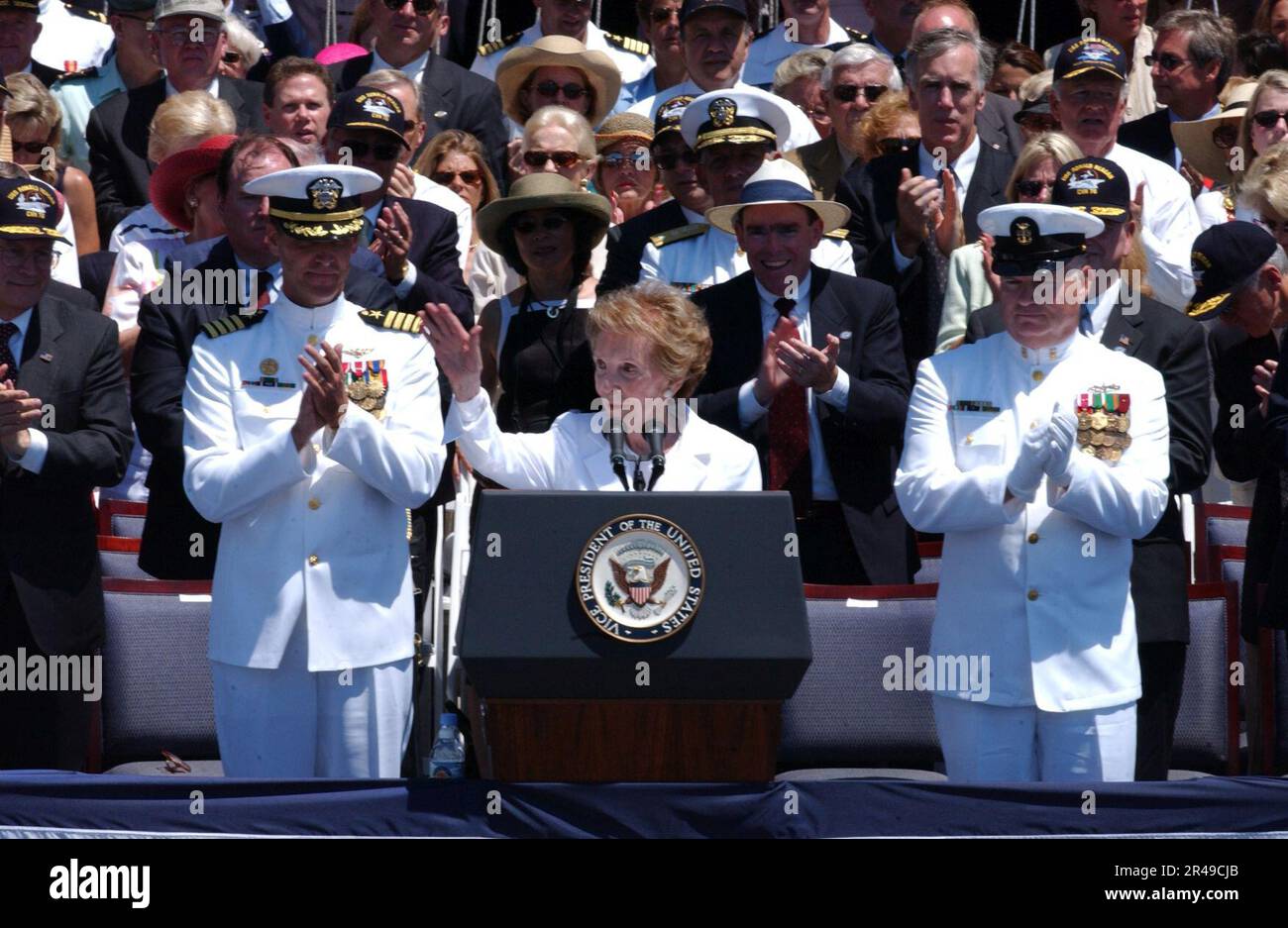 US Navy USS Ronald Reagan (CVN 76) ship's sponsor and Former First Lady ...