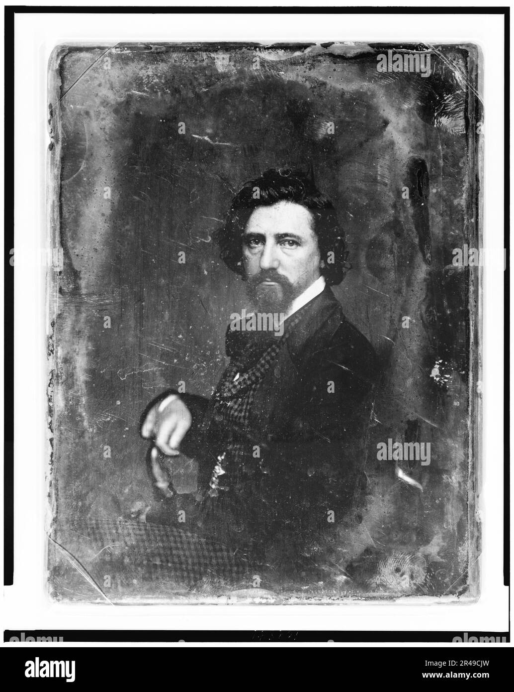 Thomas Hicks, half-length portrait, body in profile to left, facing ...