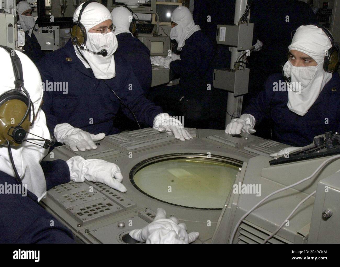 US Navy Crewmembers assigned to BAP Villavicencio (FM-52) direct ship's ...