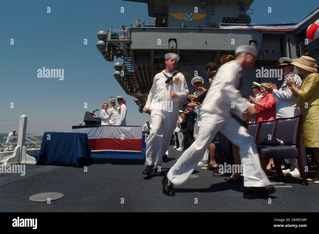 US Navy Crewmembers of the Navy's newest Nimitz-class aircraft carrier ...