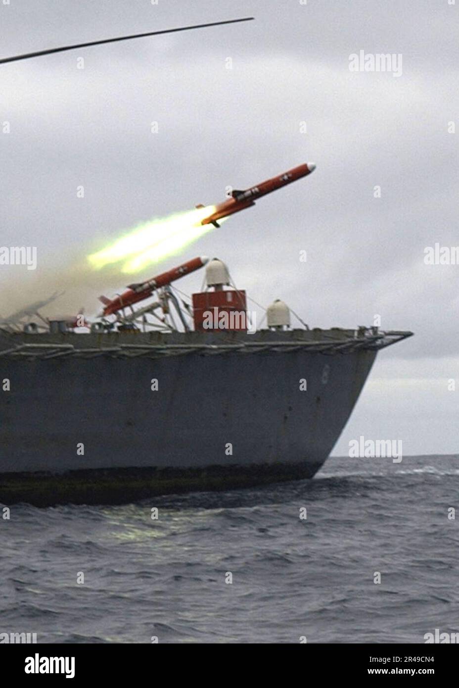 US Navy A BQM-74 drone is fired from the fantail of the guided missile ...