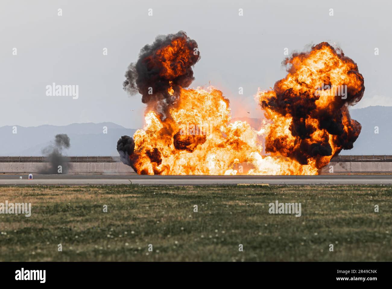 An explosive charge detonates during ordnance training in preparation ...