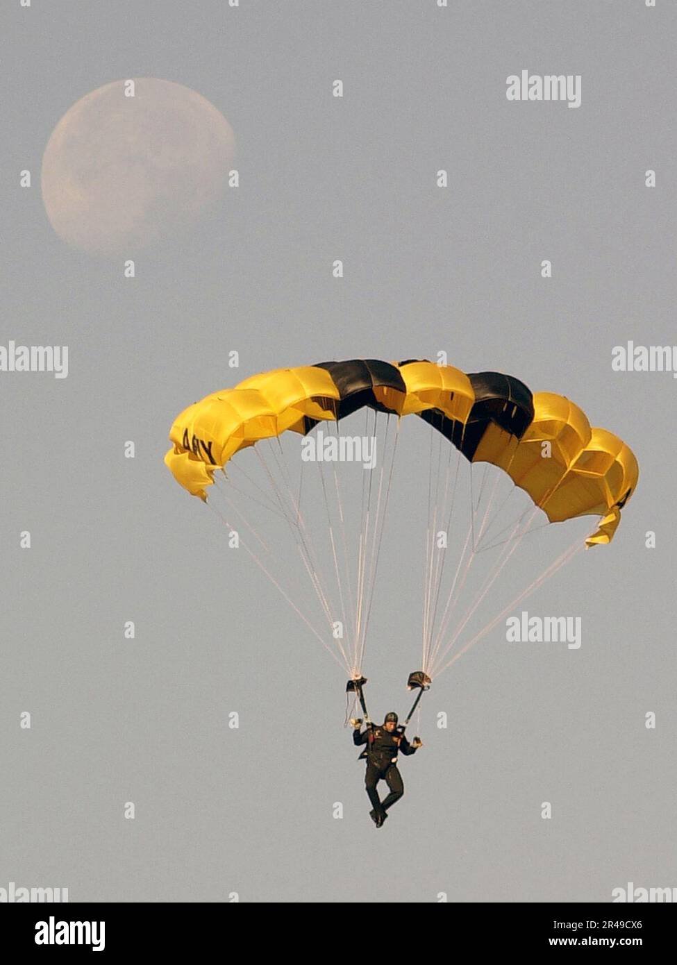 US Navy A U.S. Army Golden Knight parachute team member turns his ...