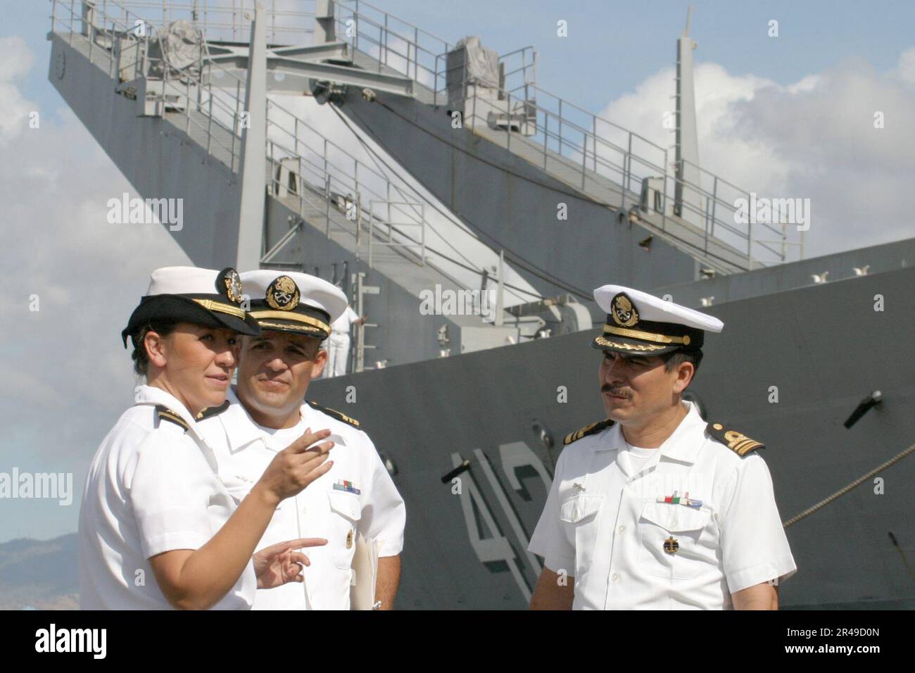 US Navy Lieutenant junior grade Erin Bailey discusses the port visit of Mexican Navy ship ...