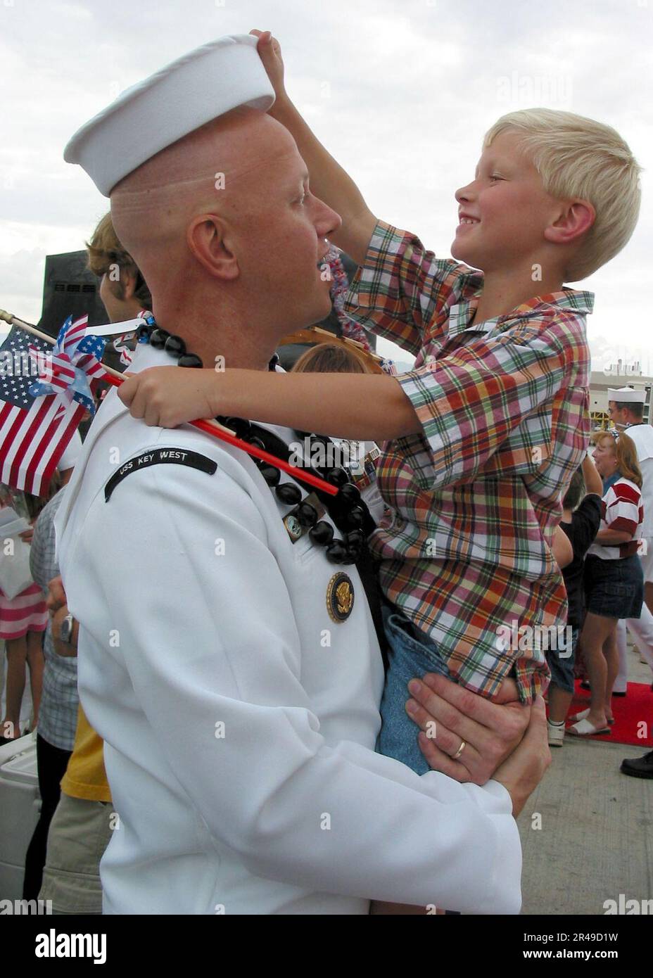 US Navy Electronics Technician 1st Class and his five-year-old son ...