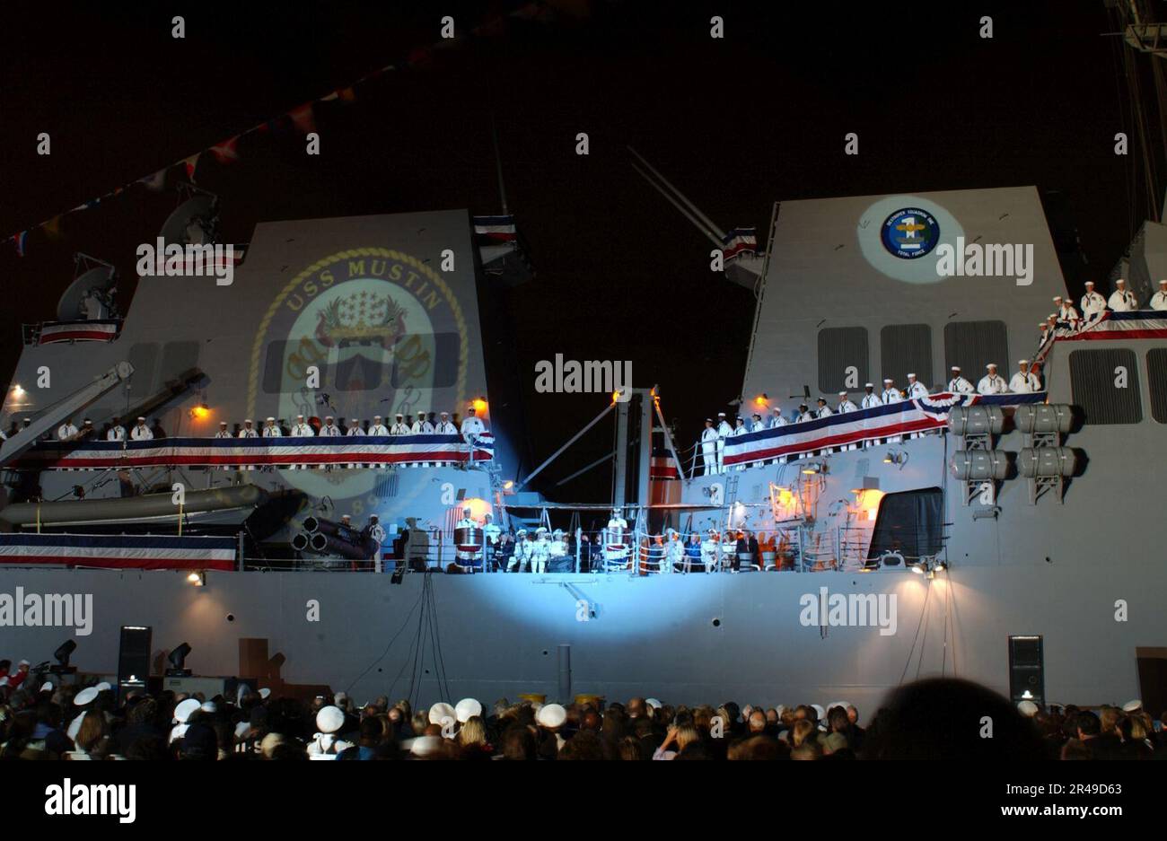 US Navy Sailors man the rails as Cmdr. Ann Phillips, Commanding Officer ...