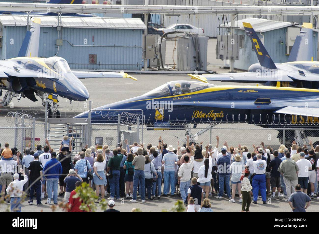 US Navy U.S. Navy Blue Angels pass by a very pleased crowd on their way ...
