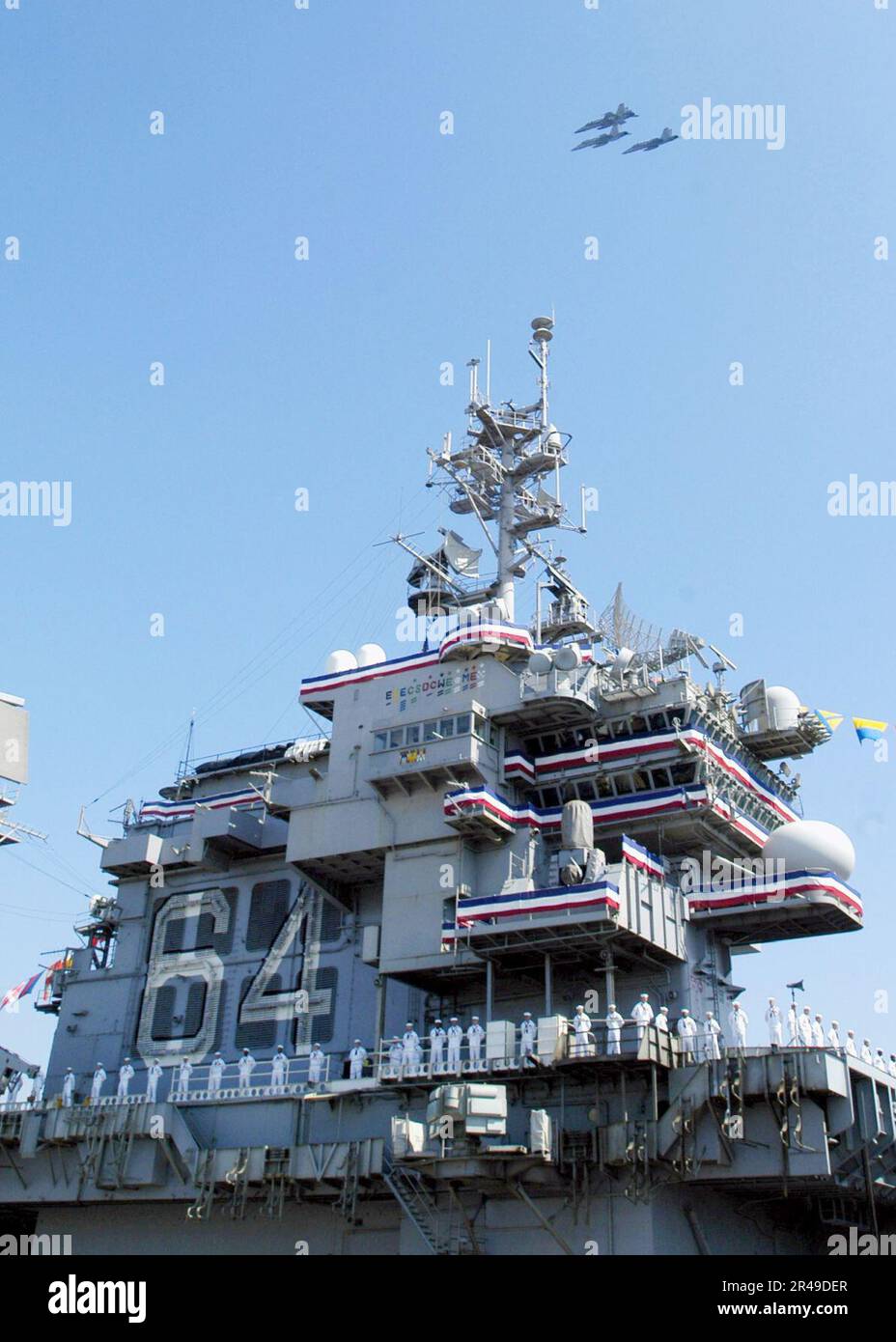 US Navy A three-plane formation of F-A-18 Hornets from Marine Fighter ...