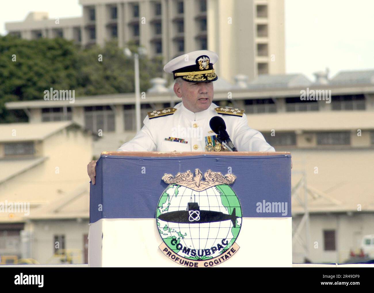 US Navy Adm. Walter F. Doran, Commander, U.S. Pacific Fleet, speaks ...