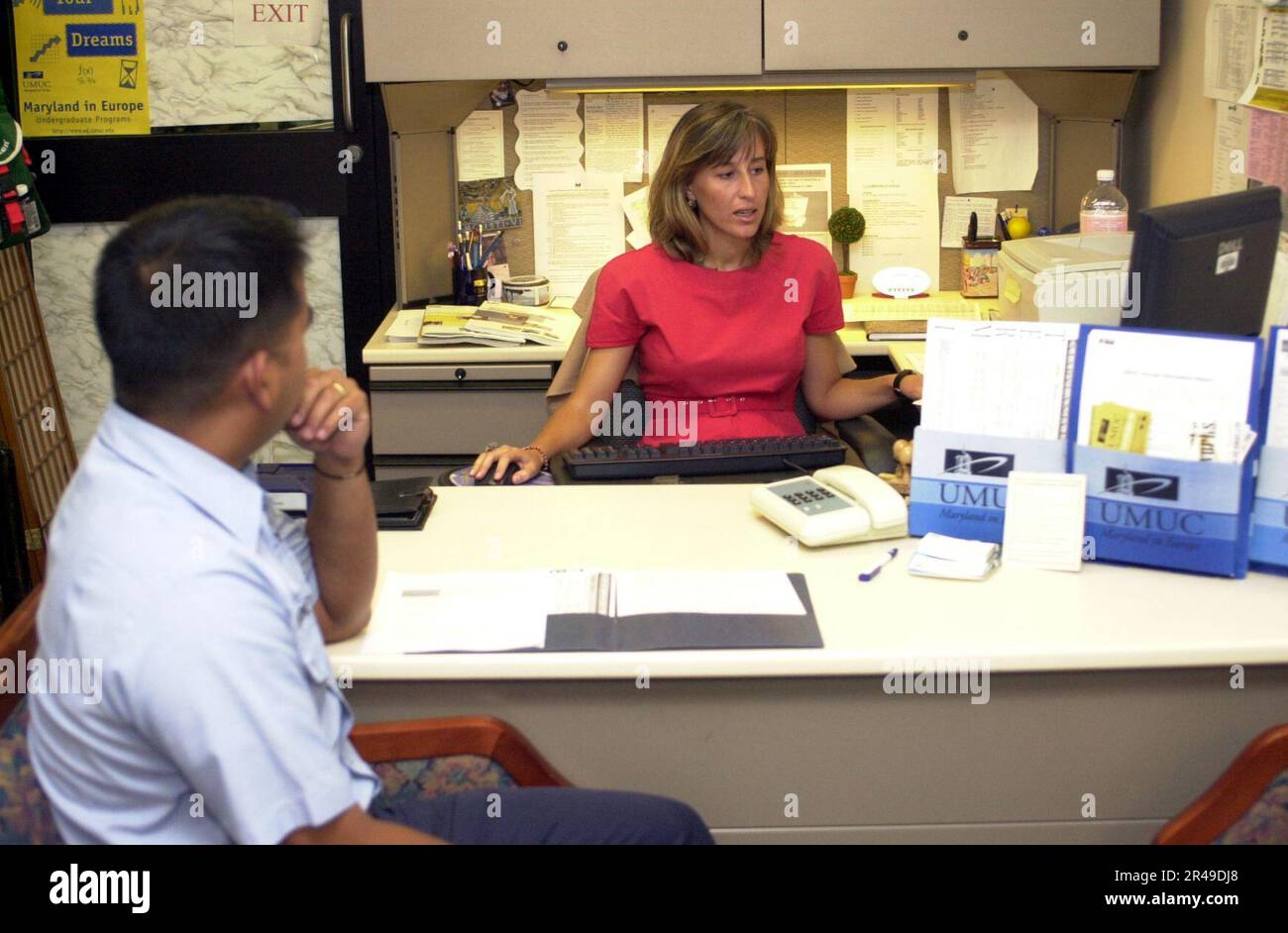 US Navy Personnelman 1st Class completes tuition assistance forms Stock ...