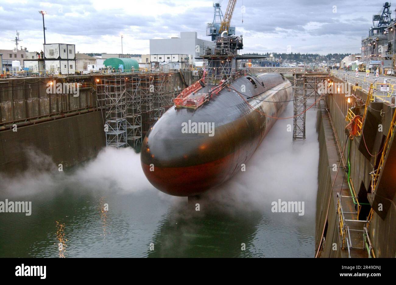 US Navy USS Ohio (SSGN 726) is in dry dock undergoing a conversion from ...