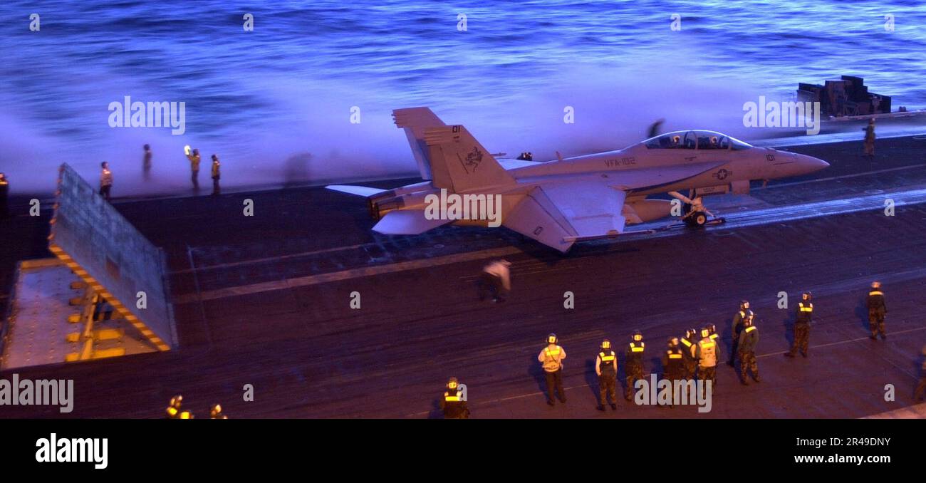 US Navy An F-A-18F Super Hornet assigned to the Diamondbacks of Strike Fighter Squadron One Zero ...