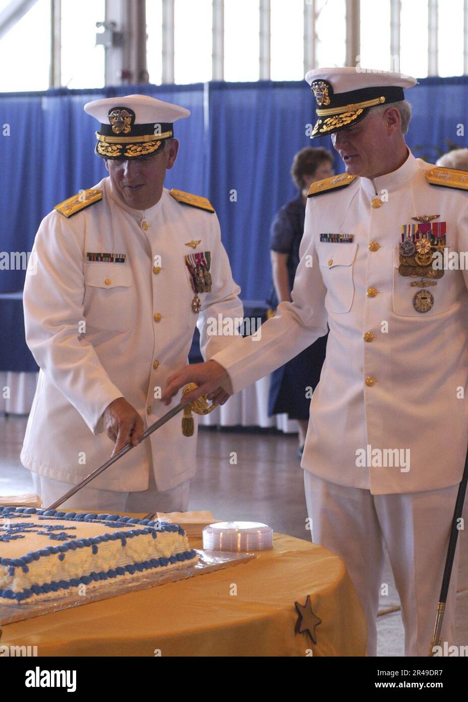 US Navy Rear Adm. Stephen A. Turrcotte and Rear Adm. David Architzel, Commander Navy Region, Mid ...
