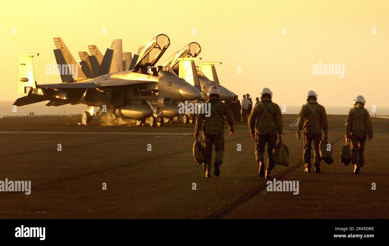 US Navy Naval aviators assigned to the Diamondbacks of Strike Fighter Squadron One Zero Two (VFA ...
