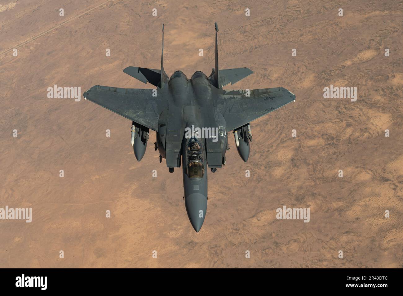 A U.S. Air Force F-15E Strike Eagle assigned to the 389th Expeditionary ...