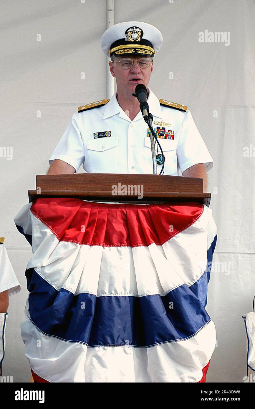 US Navy Vice Adm. Gary Roughead delivers his remarks while assuming ...