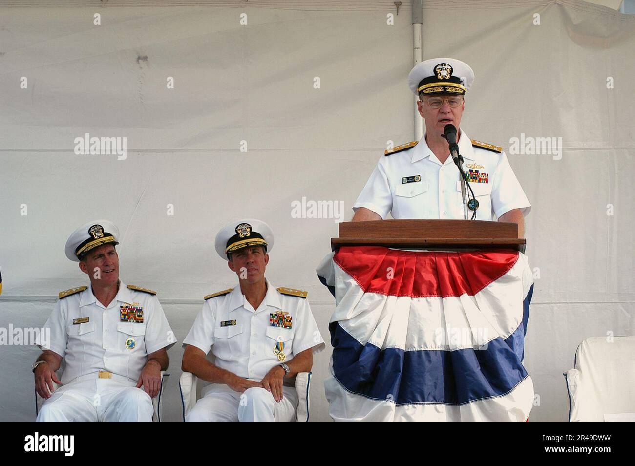 US Navy Vice Adm. Gary Roughead delivers his remarks while assuming ...