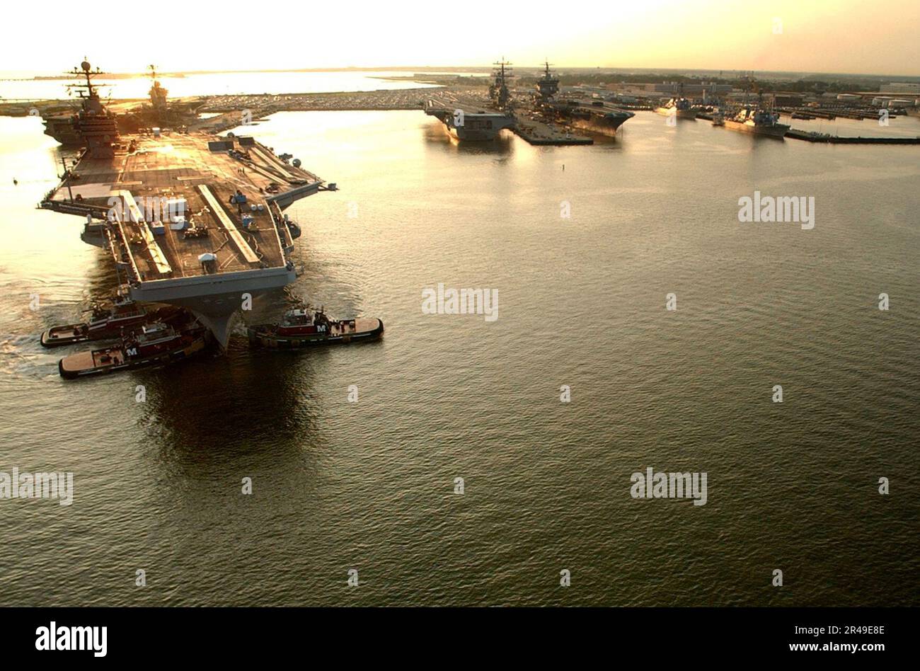 US Navy USS Harry S. Truman (CVN 75) pulls away from pier 14 south of ...