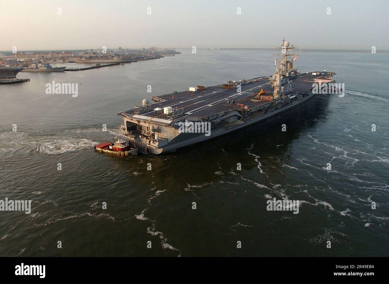 US Navy USS Harry S. Truman (CVN 75) pulls away from pier 14 south of ...