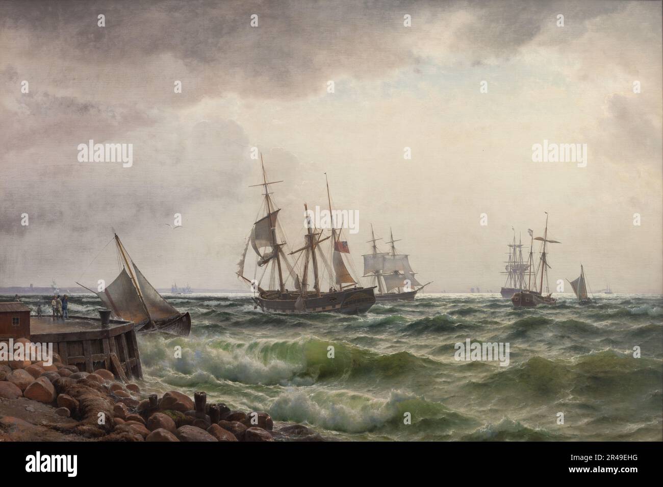 Ships under land after a storm, 1867 Stock Photo - Alamy