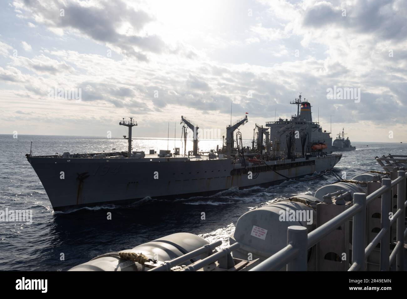 The Fleet Replenishment Oiler USNS John Ericson (T-AO-194) supplies the ...