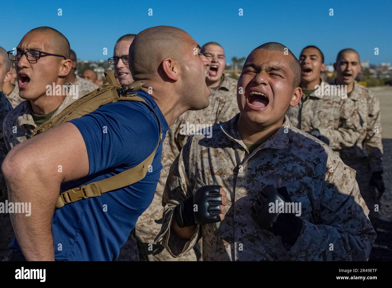 U.S. Marine Corps recruits with Kilo Company, 3rd Recruit Training ...