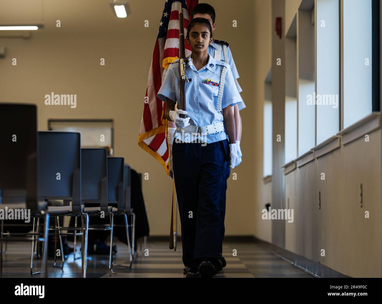 New Jersey Civil Air Patrol cadets compete in an indoor posting of ...