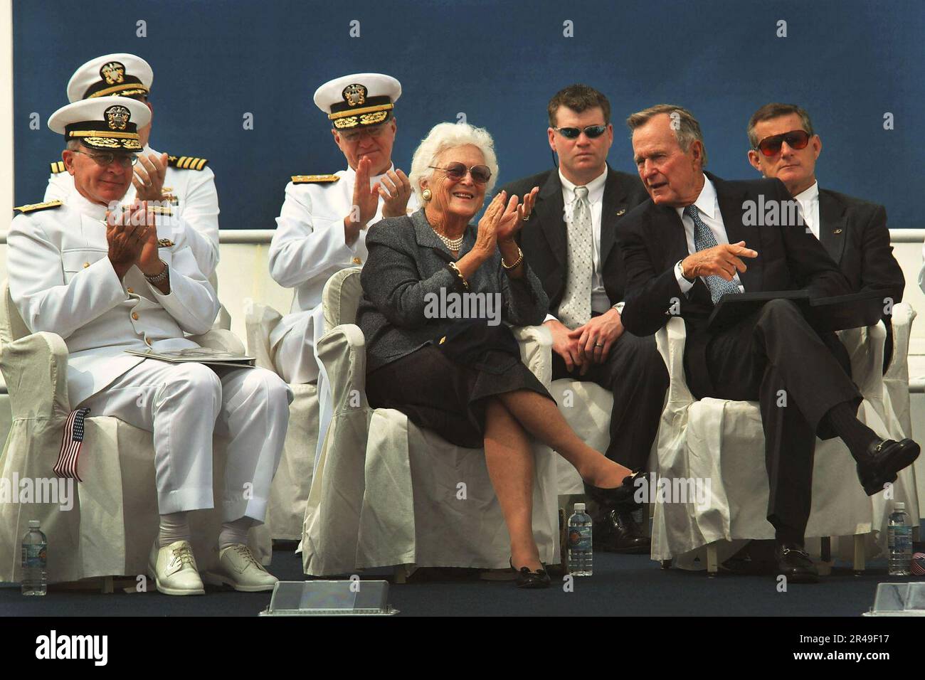 US Navy President George H.W. Bush and former First Lady Barbara Bush ...