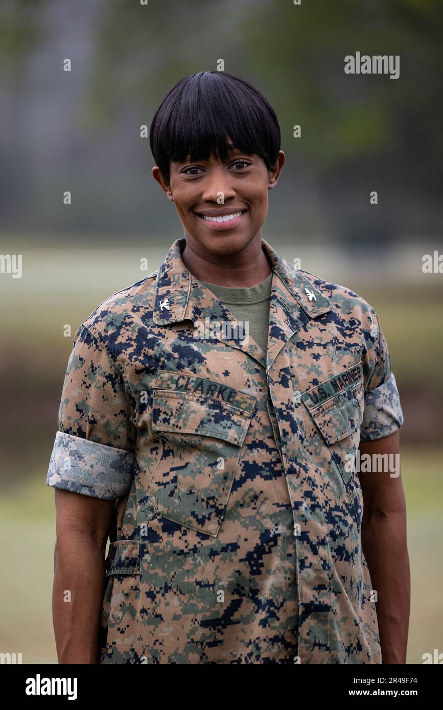 U.S. Marine Corps Col. Marshalee Clarke, commanding officer of Marine Corps Combat Service ...