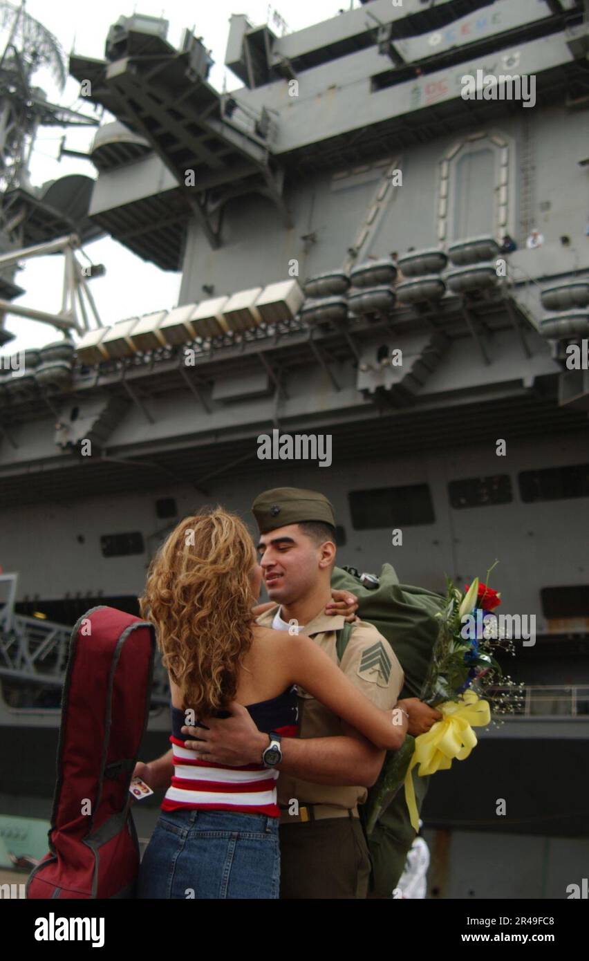 US Navy Wendy Cordero was selected to get the first kiss from Seargeant ...